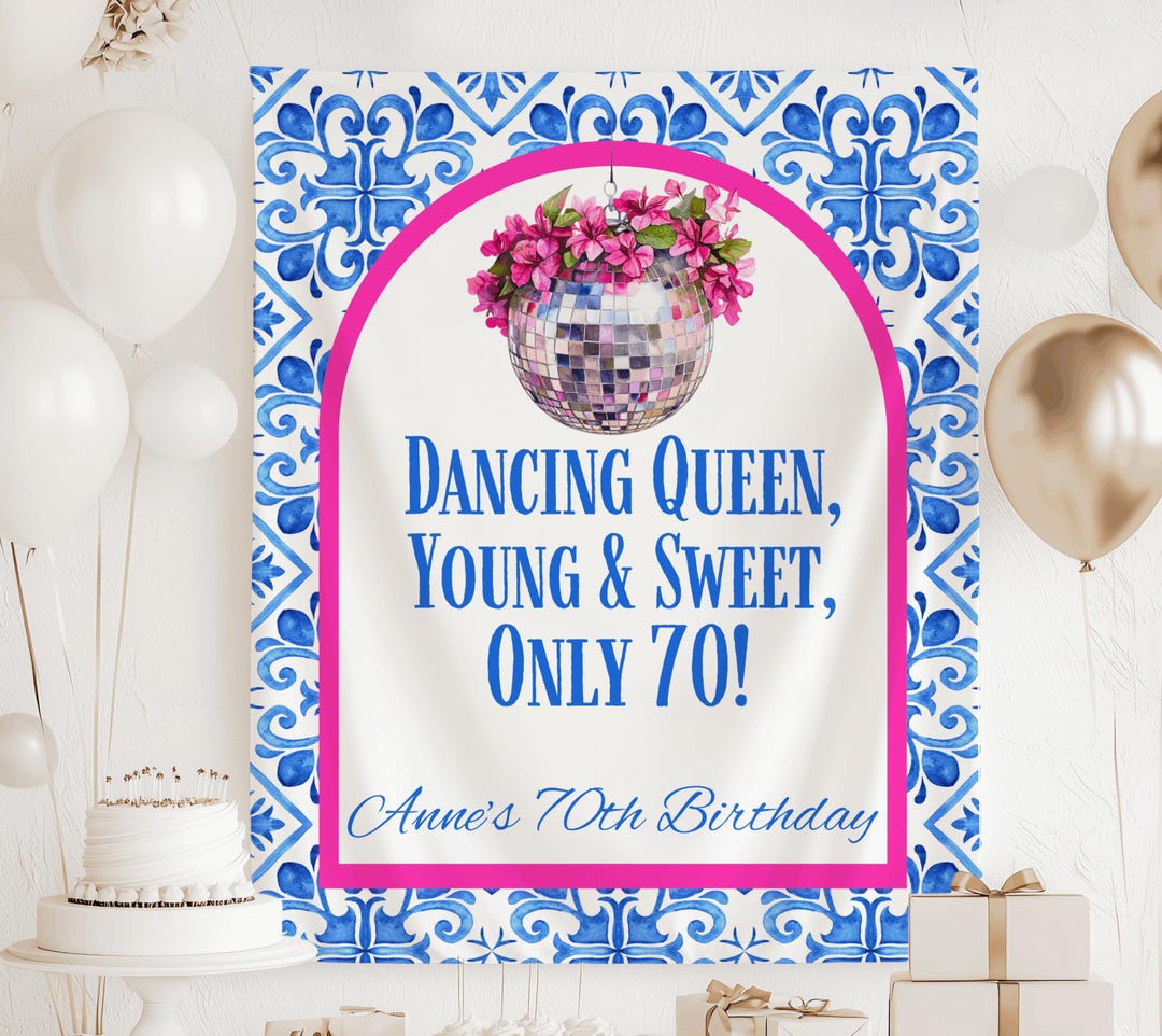 Dancing Queen Young and Sweet Only 70 Banner, Mamma Mia Birthday Sign ...