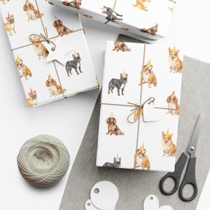 Lets Pawty Gift Wrap, Dog Birthday Party Wrapping Paper, Dog Birthday ...