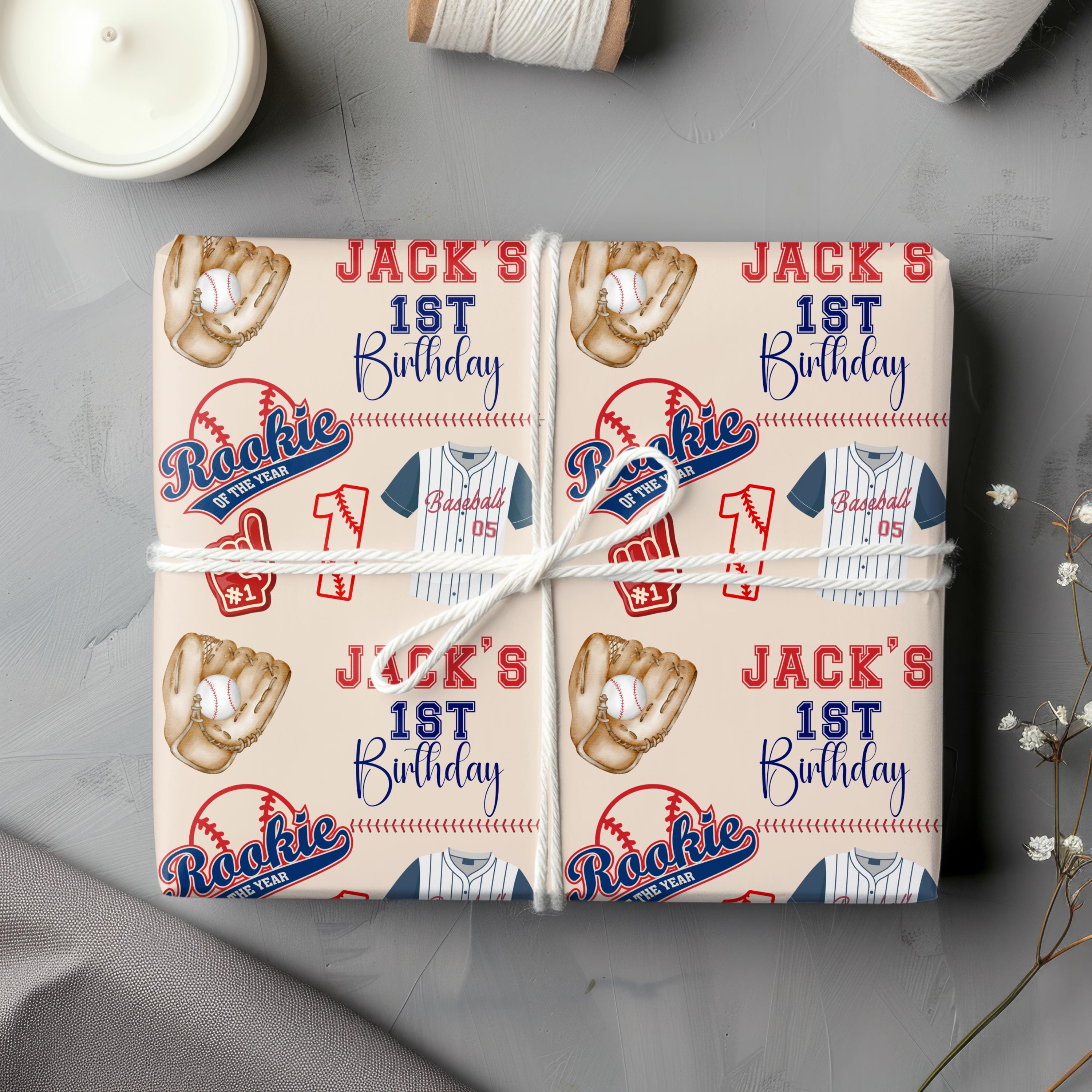 Rookie of the Year First Birthday Gift Wrap, Rookie of the Year Decor ...