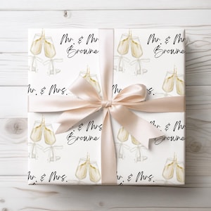 Personalized Wedding Wrapping Paper, Bride and Groom Gift Wrap, Custom ...