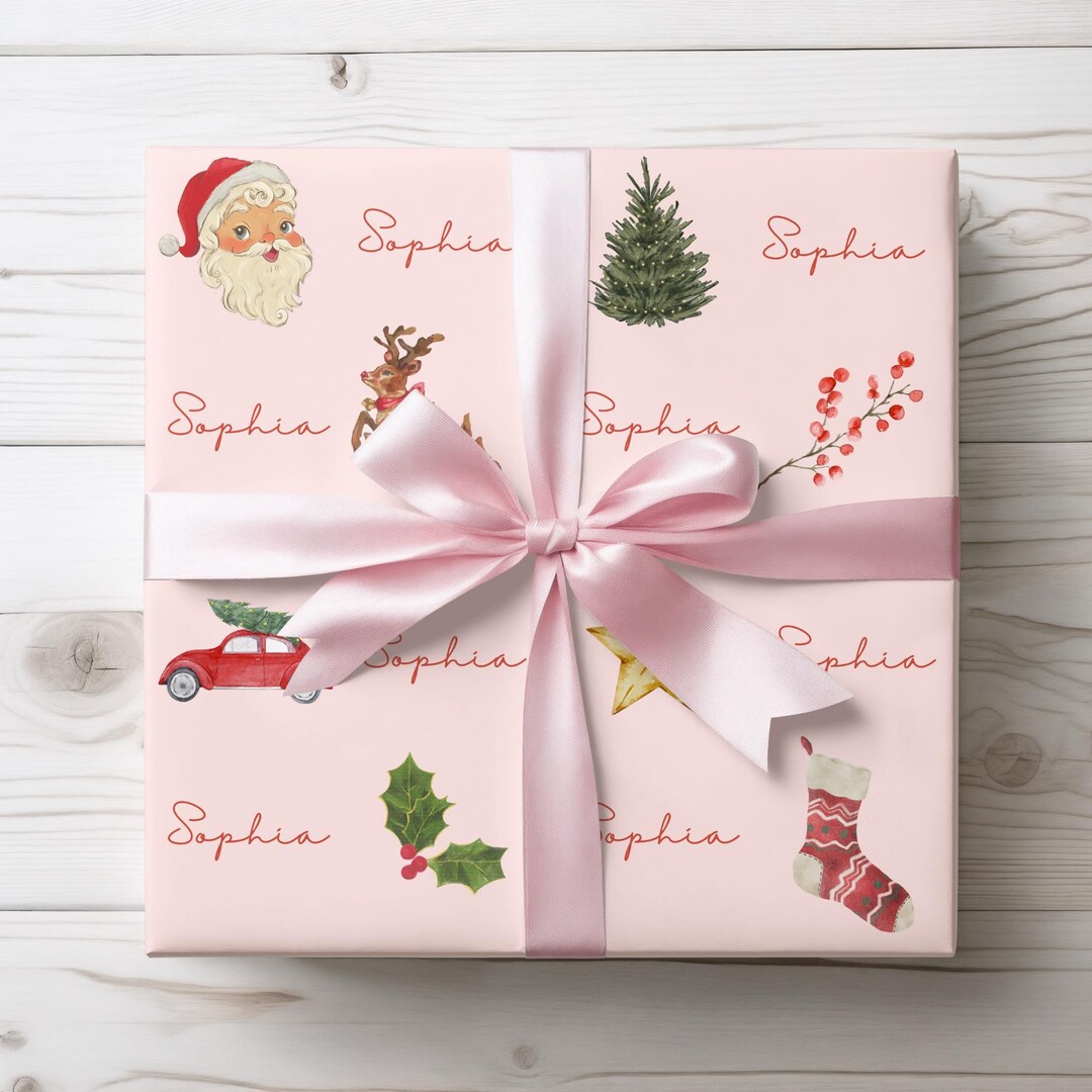 Vintage Christmas Wrapping Paper Custom, Personalized Christmas Gift ...