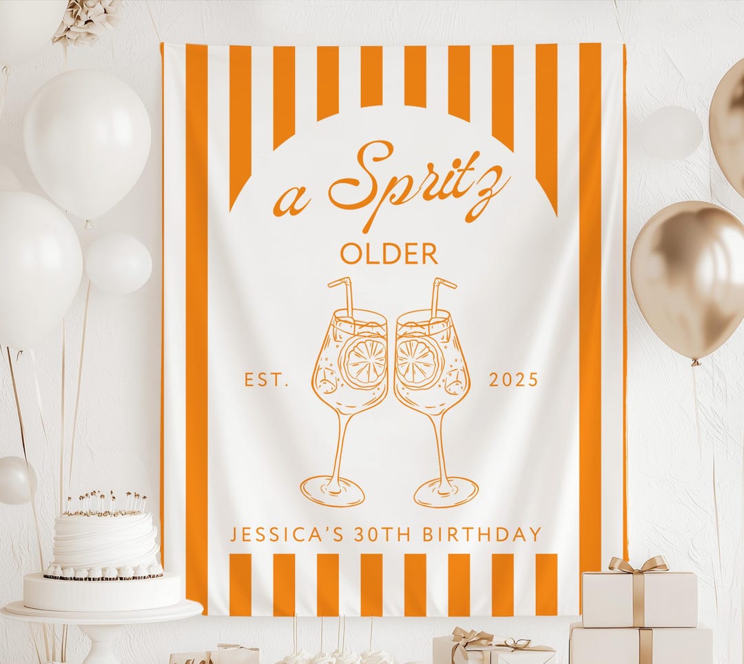 A Spritz Older Party Banner, A Spritz Older Birthday Theme, Aperol ...