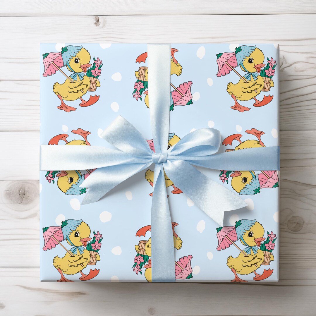 Vintage Easter Wrapping Paper, Spring Chick Gift Wrap, Retro Easter ...