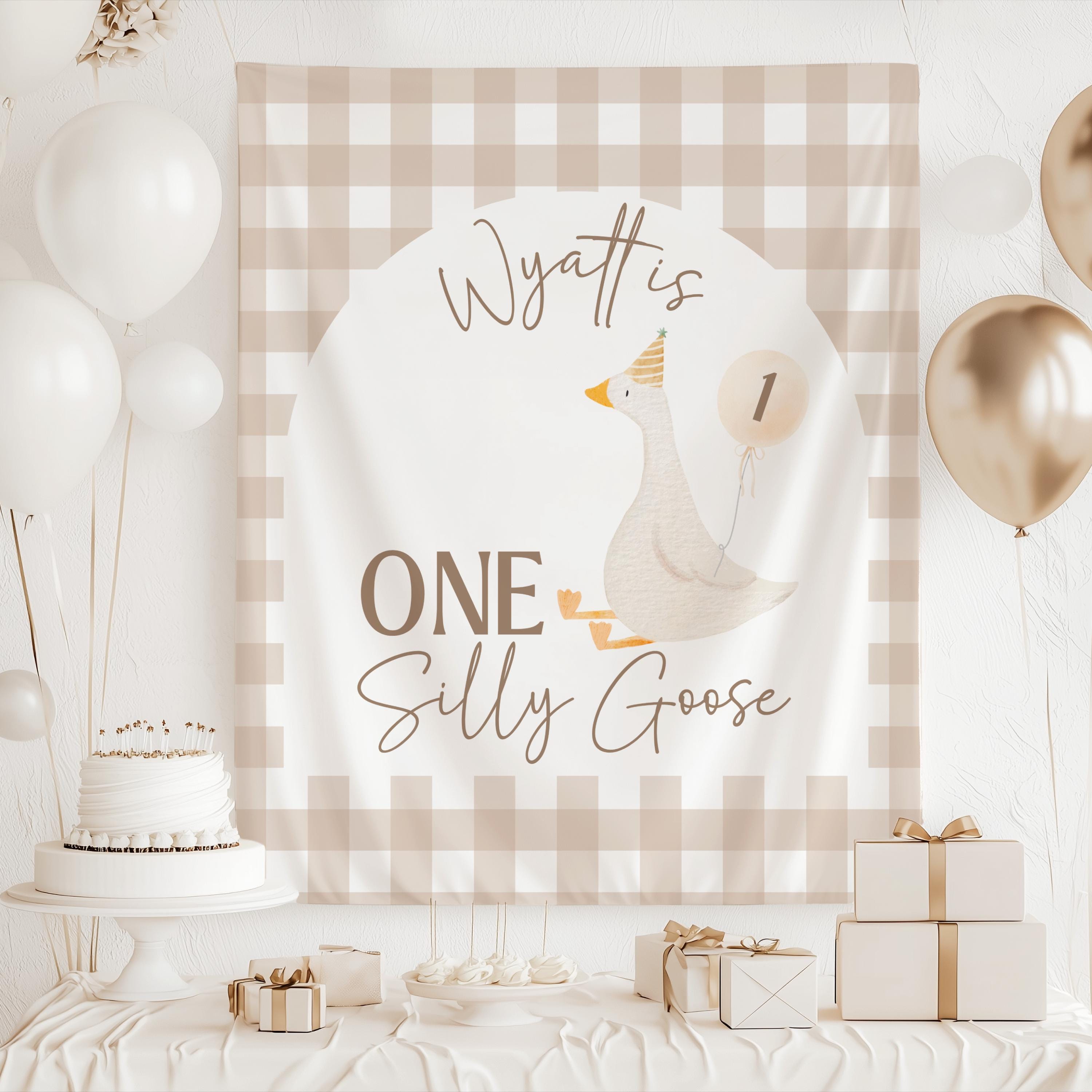 One Silly Goose Birthday Backdrop, One Silly Goose Custom Floral Sign ...