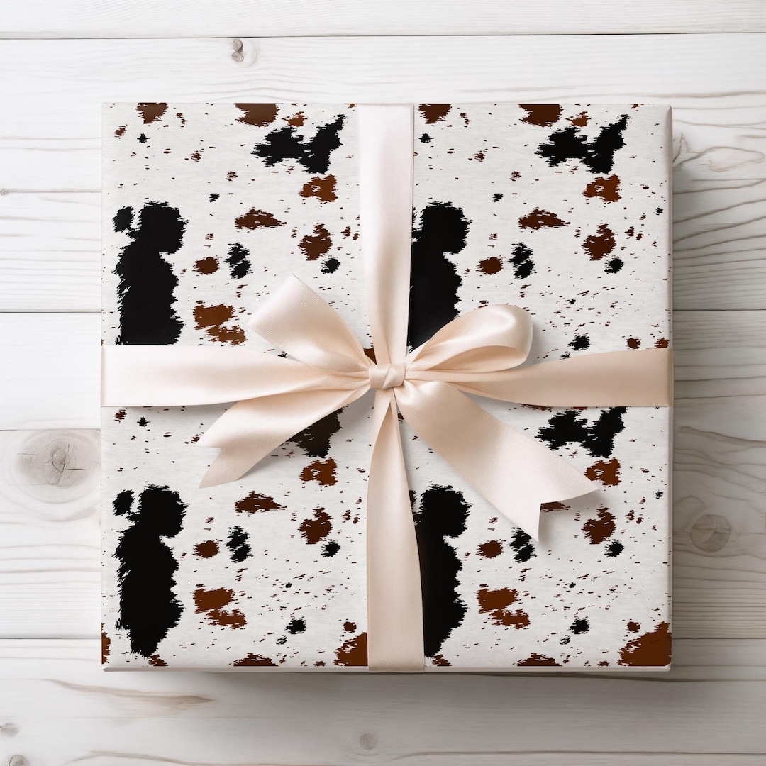 Cow Print Wrapping Paper, Cowhide Gift Wrap, Cow Print Gifts, Cow Print ...