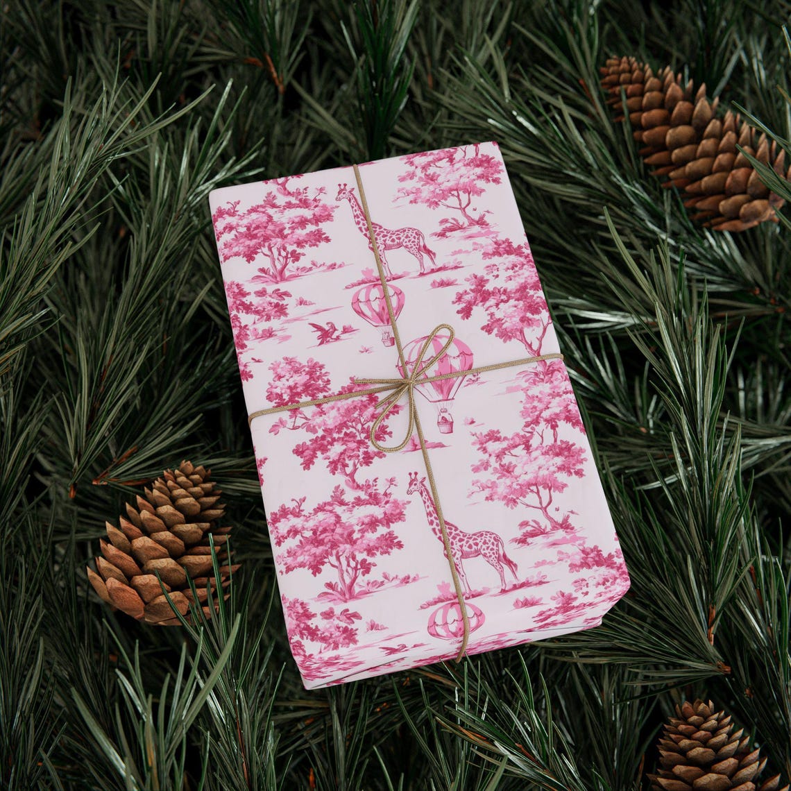 Pink Safari Toile Wrapping Paper, Pink Chinoiserie Wrapping Paper ...