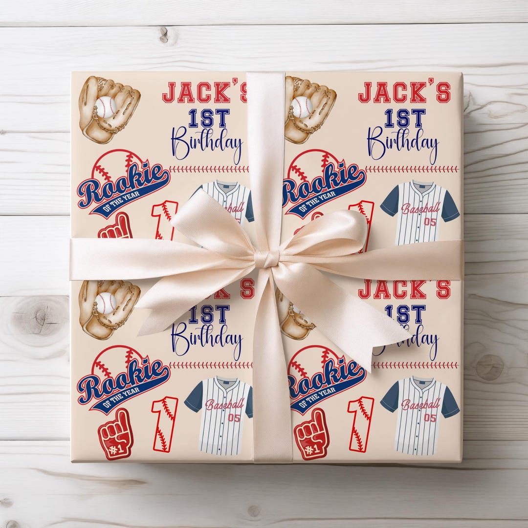 Rookie of the Year First Birthday Gift Wrap, Rookie of the Year Decor ...