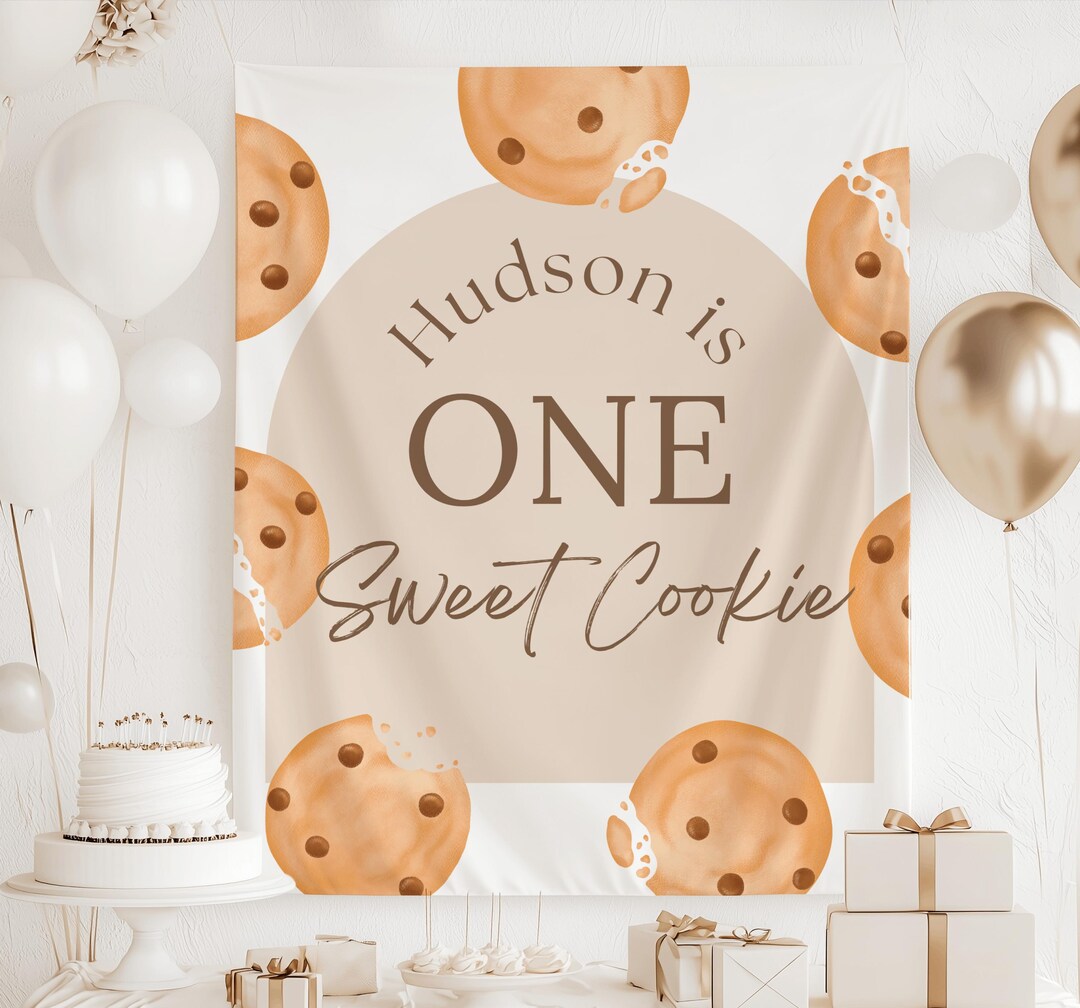 One Sweet Cookie Birthday Decorations, One Sweet Boy Birthday Backdrop ...