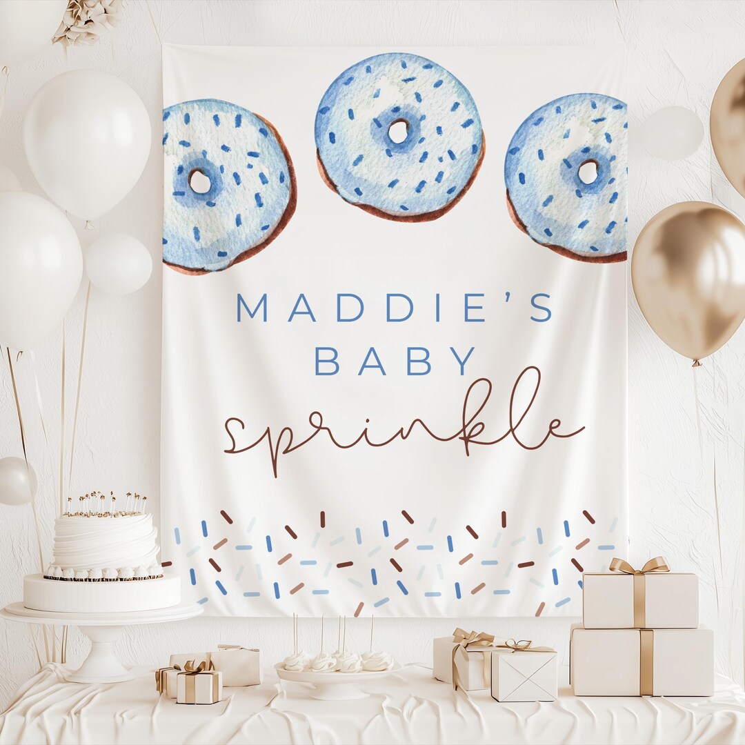 Baby Sprinkle Decorations, Boy Baby Sprinkle Backdrop, Donut Themed ...