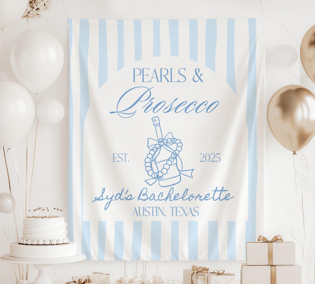 Pearls and Prosecco Bridal Shower Sign, Pearls and Prosecco Backdrop ...