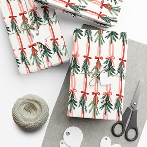 Mistletoe Wrapping Paper, Christmas Coquette Wrapping Paper, Watercolor ...