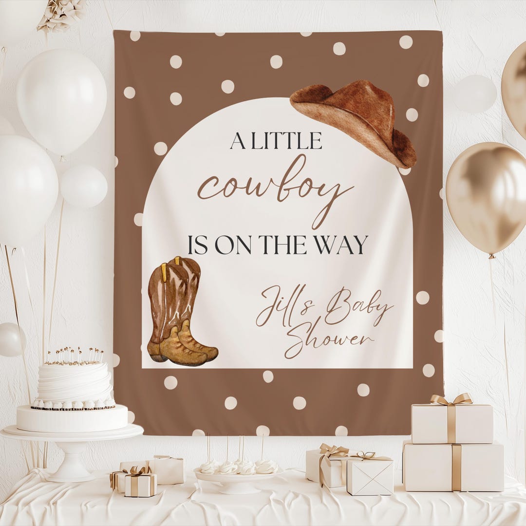 Cowboy Baby Shower Decorations, A Little Cowboy is on the Way Backdrop ...
