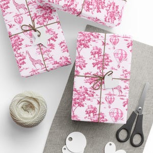 Pink Safari Toile Wrapping Paper, Pink Chinoiserie Wrapping Paper ...