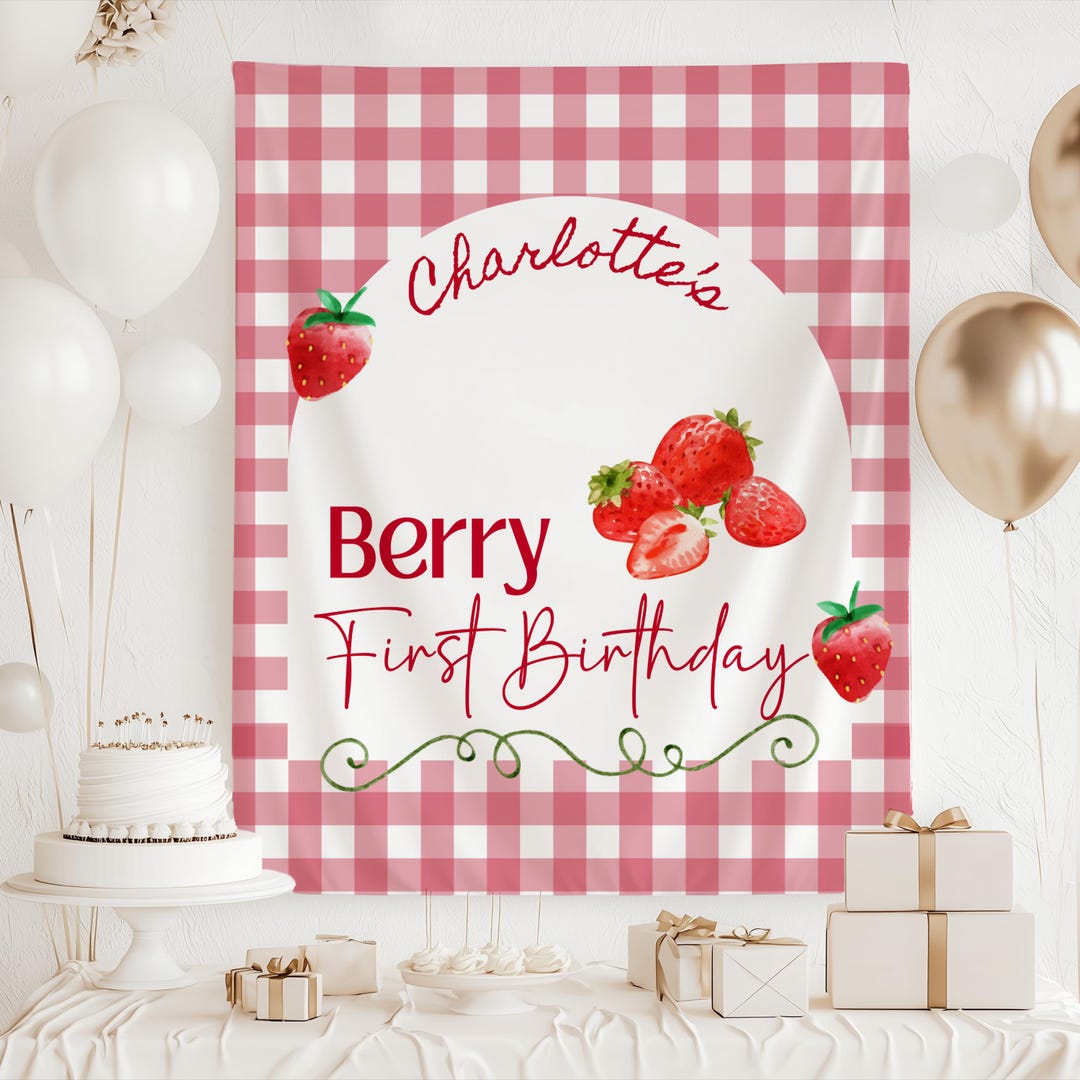 Berry First Birthday Sign, Berry First Birthday Decorations, Berry 1st ...
