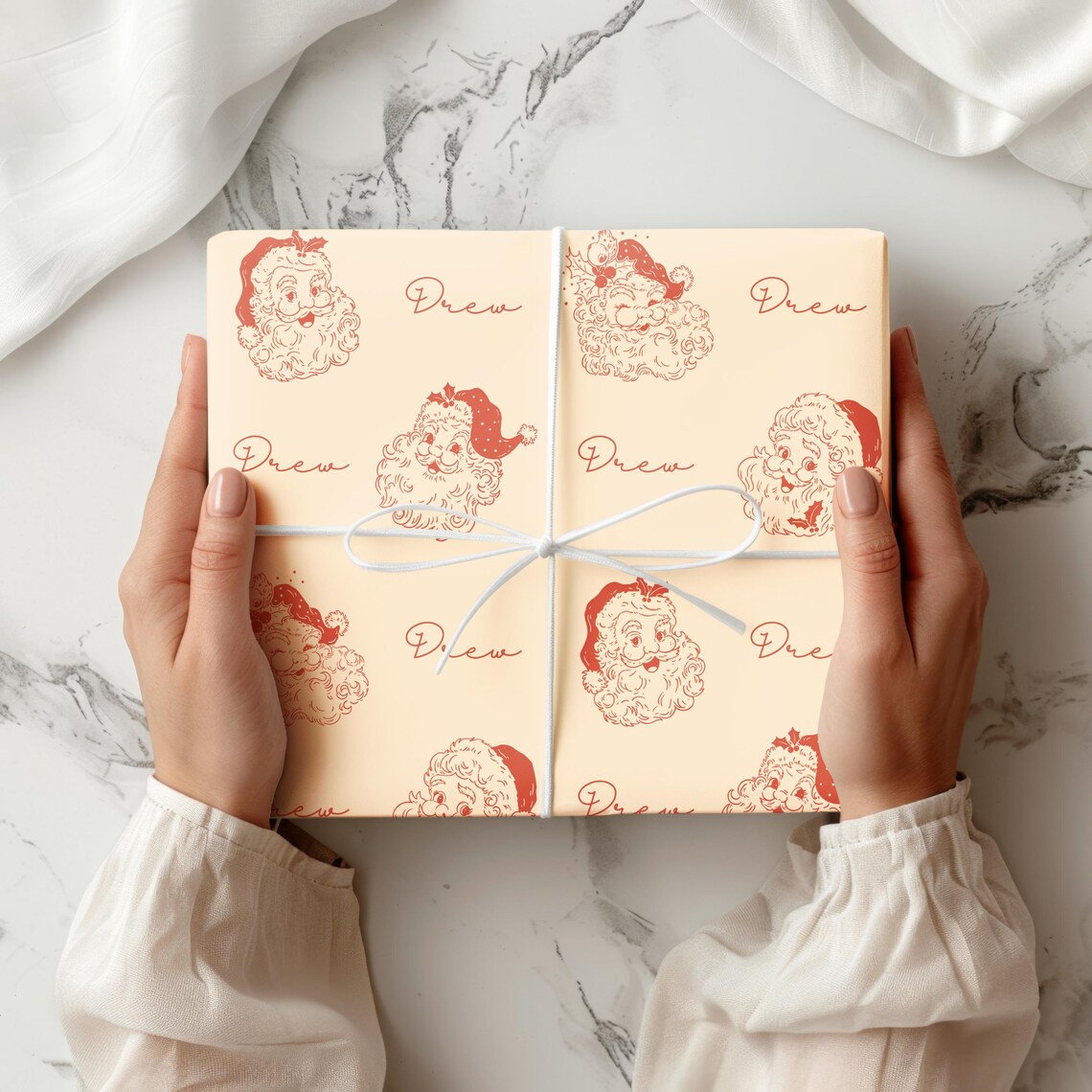 Vintage Christmas Wrapping Paper Personalized, Santa Wrapping Paper ...
