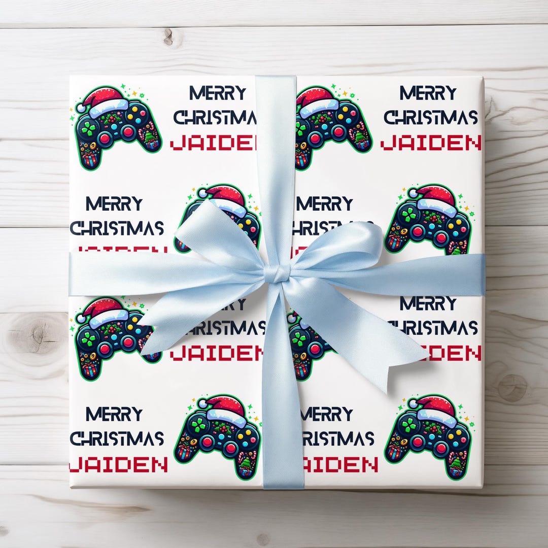 Personalized Gaming Wrapping Paper, Video Game Christmas Gift Wrap ...