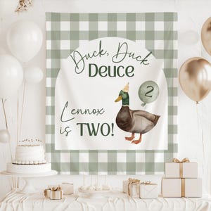 Duck Duck Deuce Welcome Sign, Mallard Duck 2nd Birthday Backdrop ...