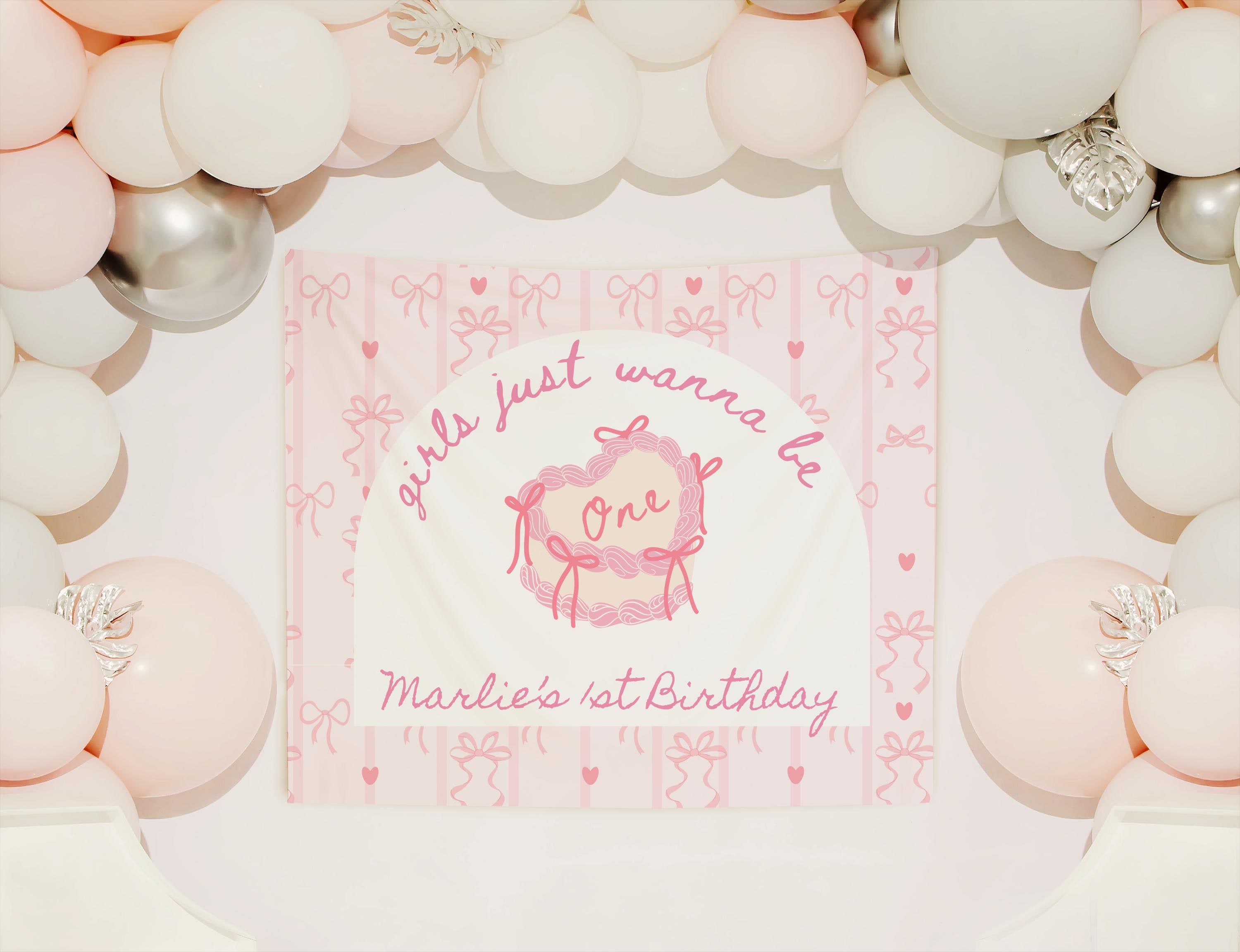 Girls Just Wanna Be ONE Birthday Decor, Coquette 1st Birthday Backdrop ...