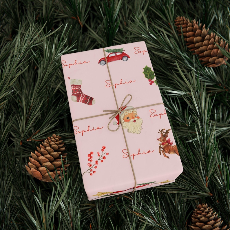 Vintage Christmas Wrapping Paper Custom, Personalized Christmas Gift ...