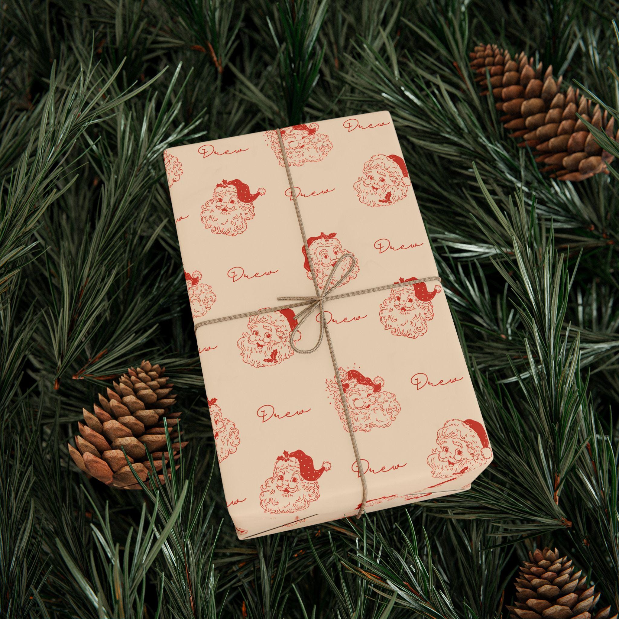 Vintage Christmas Wrapping Paper Personalized, Santa Wrapping Paper ...