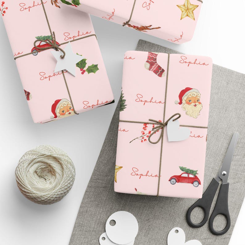 Vintage Christmas Wrapping Paper Custom, Personalized Christmas Gift ...
