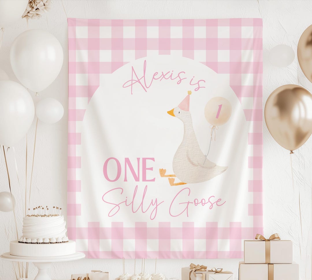 Pink One Silly Goose Banner, One Silly Goose Tapestry, One Silly Goose ...