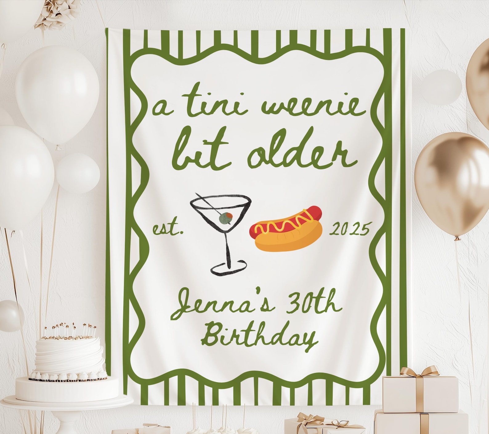 A Tini Weenie Bit Older Banner ANY AGE Hot Dog Birthday Decor A Tini ...