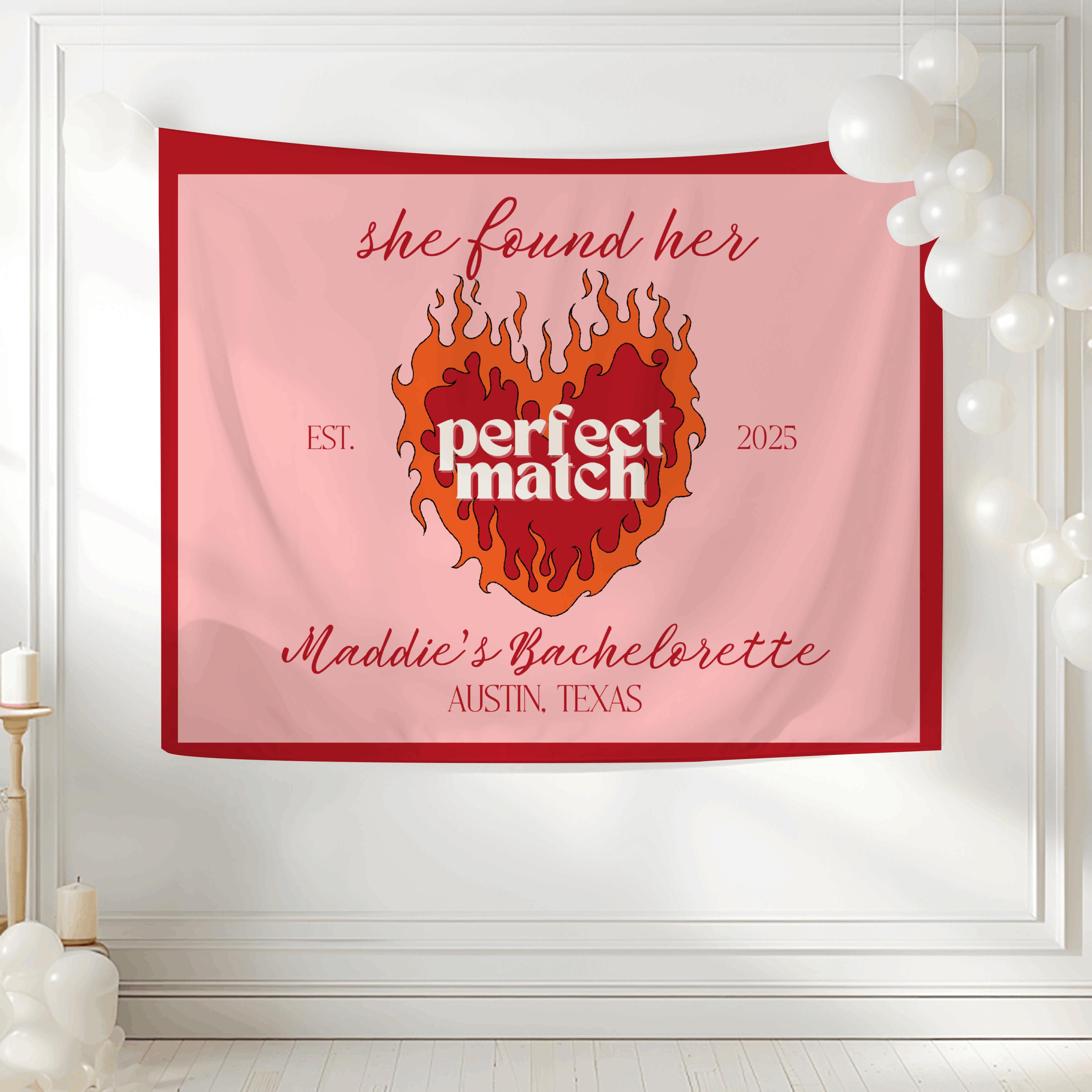 Perfect Match Bachelorette Decor, She Found Her Perfect Match Banner ...