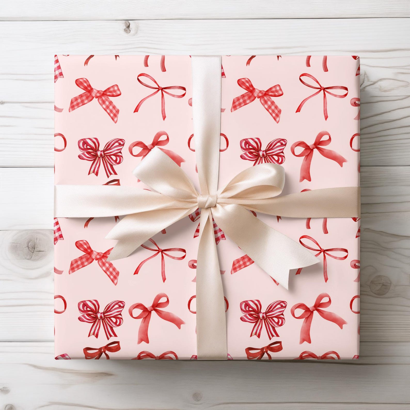 Coquette Christmas Gift Wrapping Paper, Pink and Red Coquette Wrapping ...