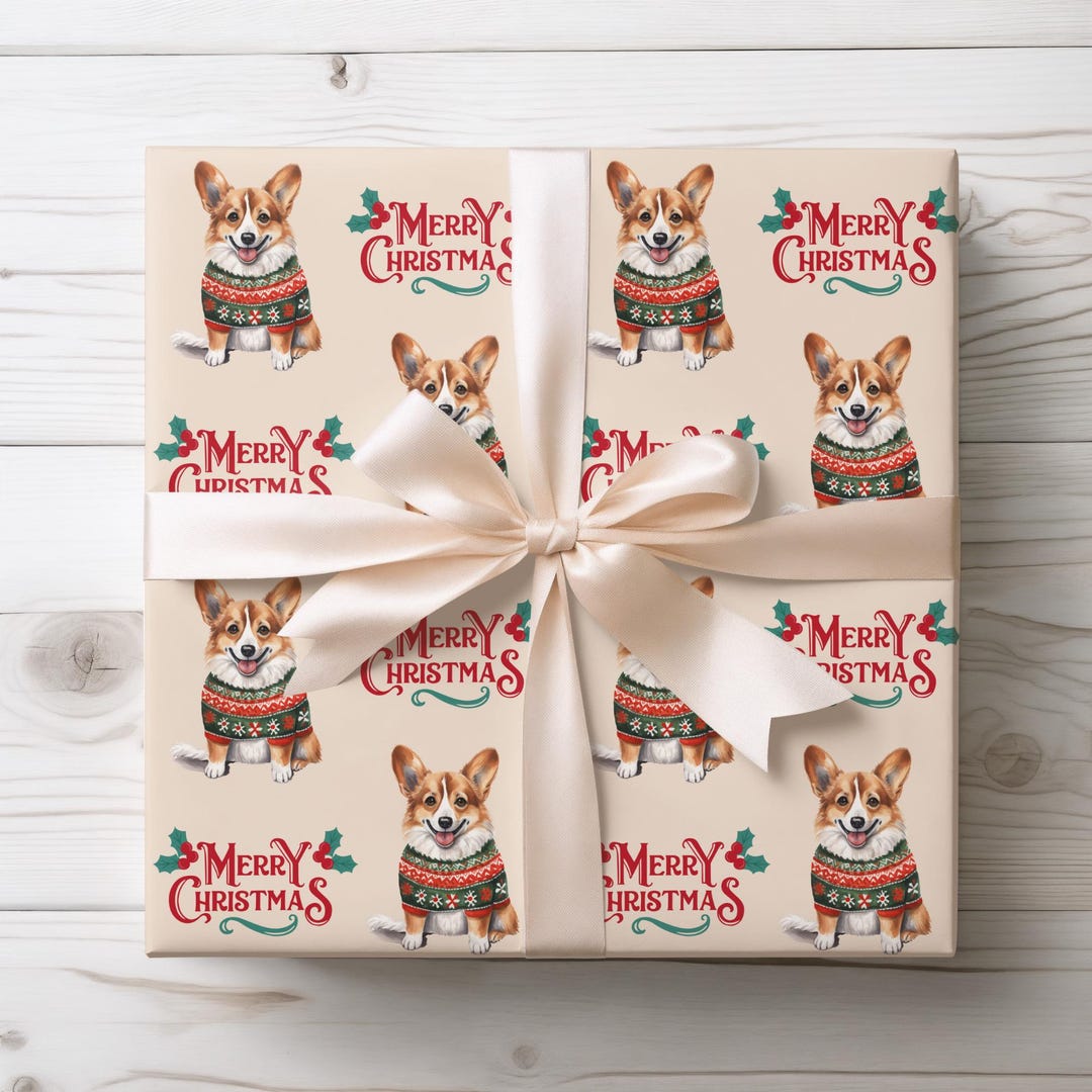 Corgi Christmas Wrapping Paper, Corgi Christmas Gift Wrap, Corgi Gifts ...