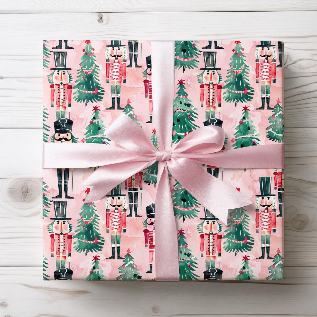Nutcracker Wrapping Paper, Pink Nutcracker Gift Wrap, Christmas ...