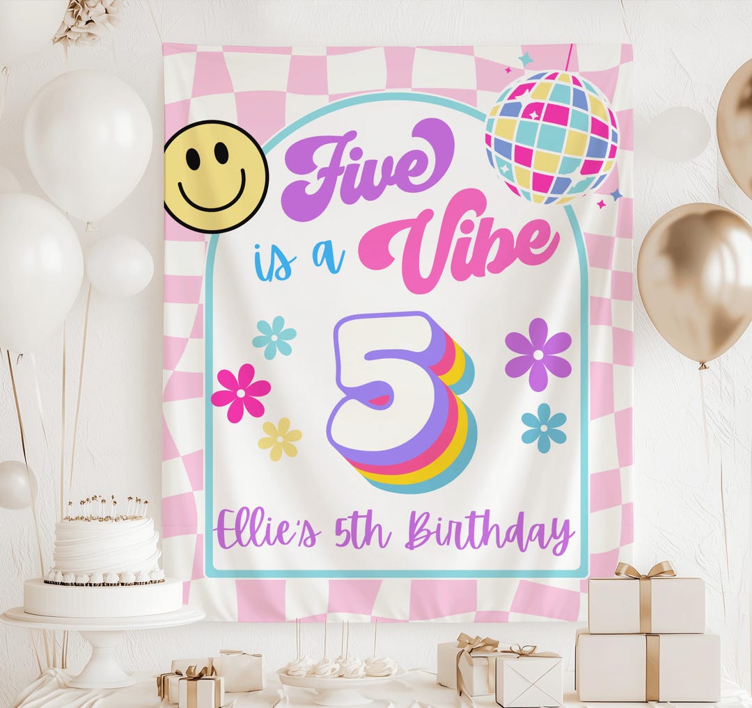 Five is a Vibe Banner, Five is a Vibe Birthday Party, 5th Birthday ...