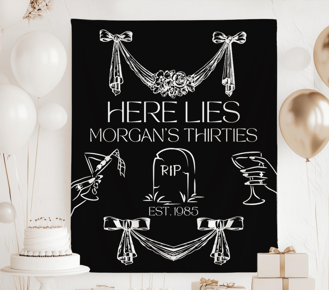 Here Lies My 30s Banner, RIP to My Thirties Party Decor, 40th Birthday ...