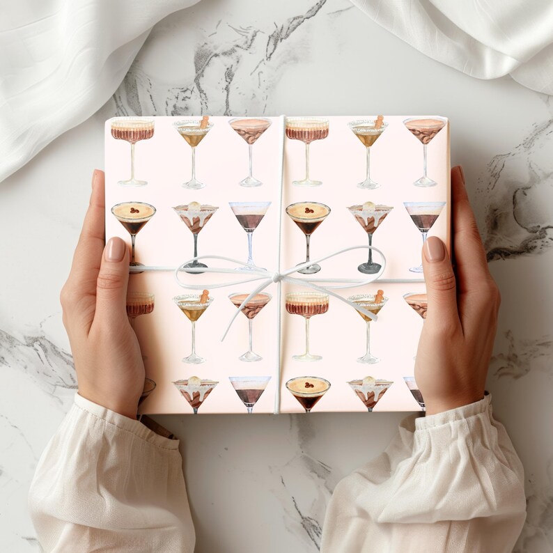 Espresso Martini Wrapping Paper, Espresso Martini Gift Wrap, Espresso ...