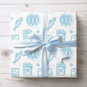 Sardine Print Wrapping Paper, Tinned Fish Gift Wrap, Sardine Tin Gift ...