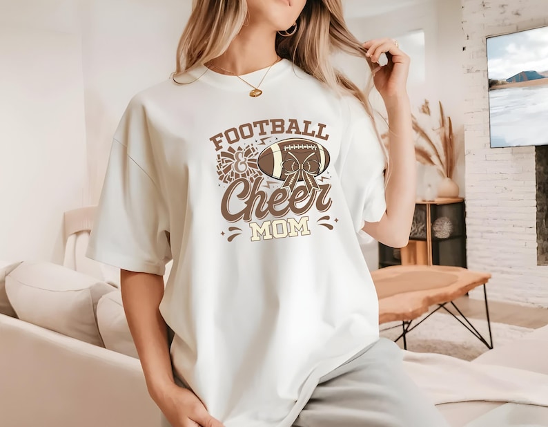 Football Cheer Mom Shirt, Mom of Both Tshirt, He Plays She Cheers ...