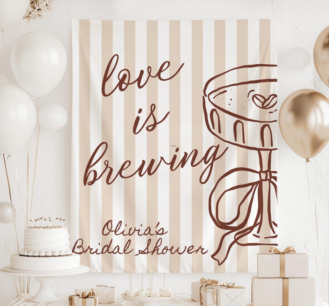 Love is Brewing Bridal Shower Sign, Love is Brewing Banner, Espresso ...
