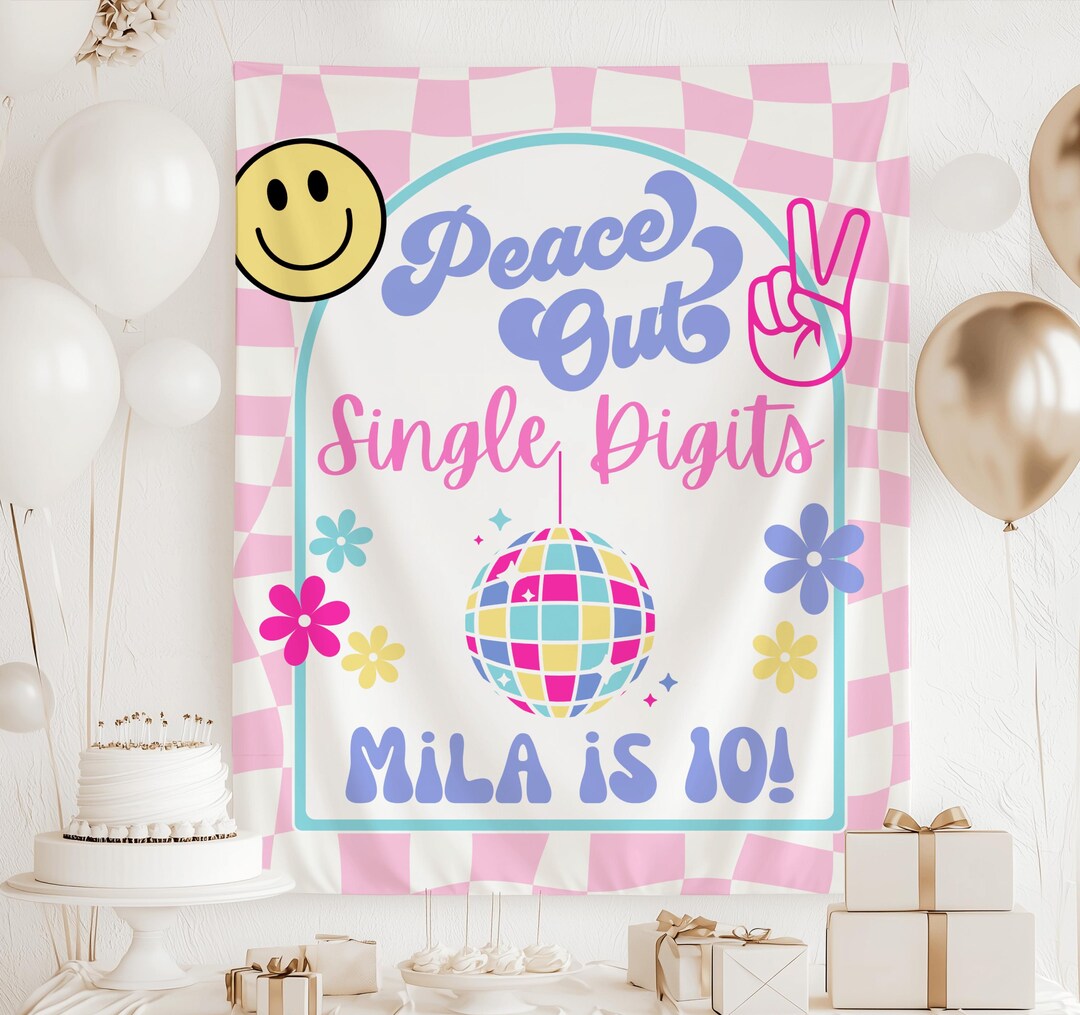 Peace Out Single Digits Sign, 10th Birthday Decor, Peace Out Single ...
