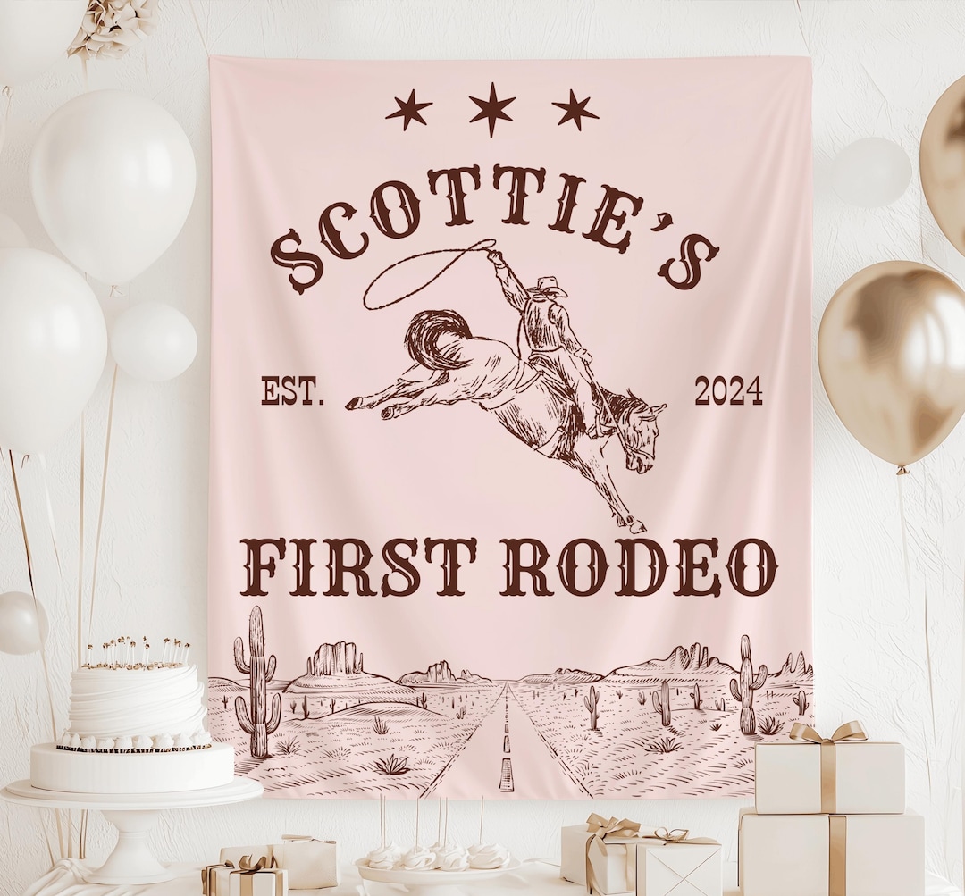 First Rodeo Birthday Girl Decor, Pink First Rodeo Birthday Banner, My ...