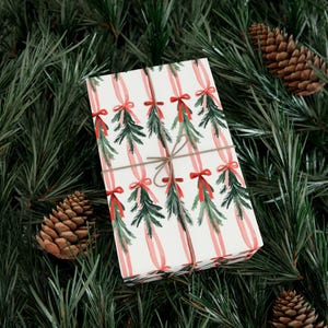 Mistletoe Wrapping Paper, Christmas Coquette Wrapping Paper, Watercolor ...