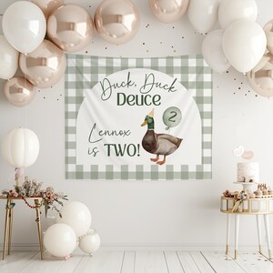 Duck Duck Deuce Welcome Sign, Mallard Duck 2nd Birthday Backdrop ...