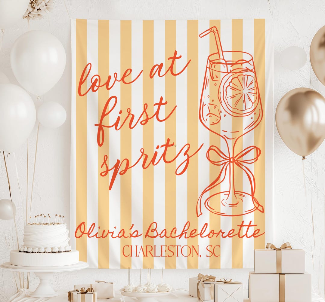 Love at First Spritz Banner, Aperol Spritz Bachelorette Decorations ...