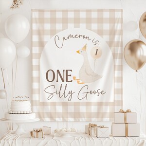 One Silly Goose Birthday Backdrop, One Silly Goose Custom Floral Sign ...