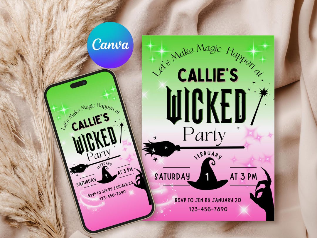 Wicked Birthday Party Invitation, Editable Wicked Template, Wicked ...