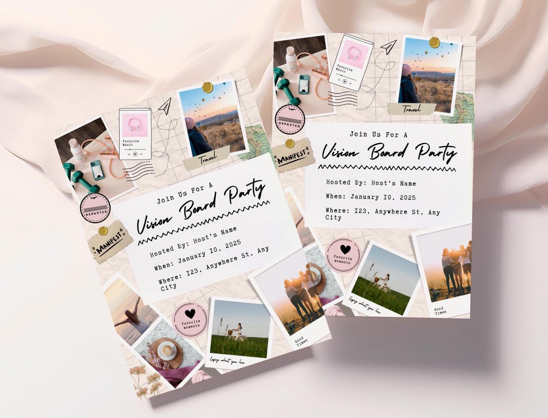 Vision Board Party Invitation, Digital Vision Board Invitation ...