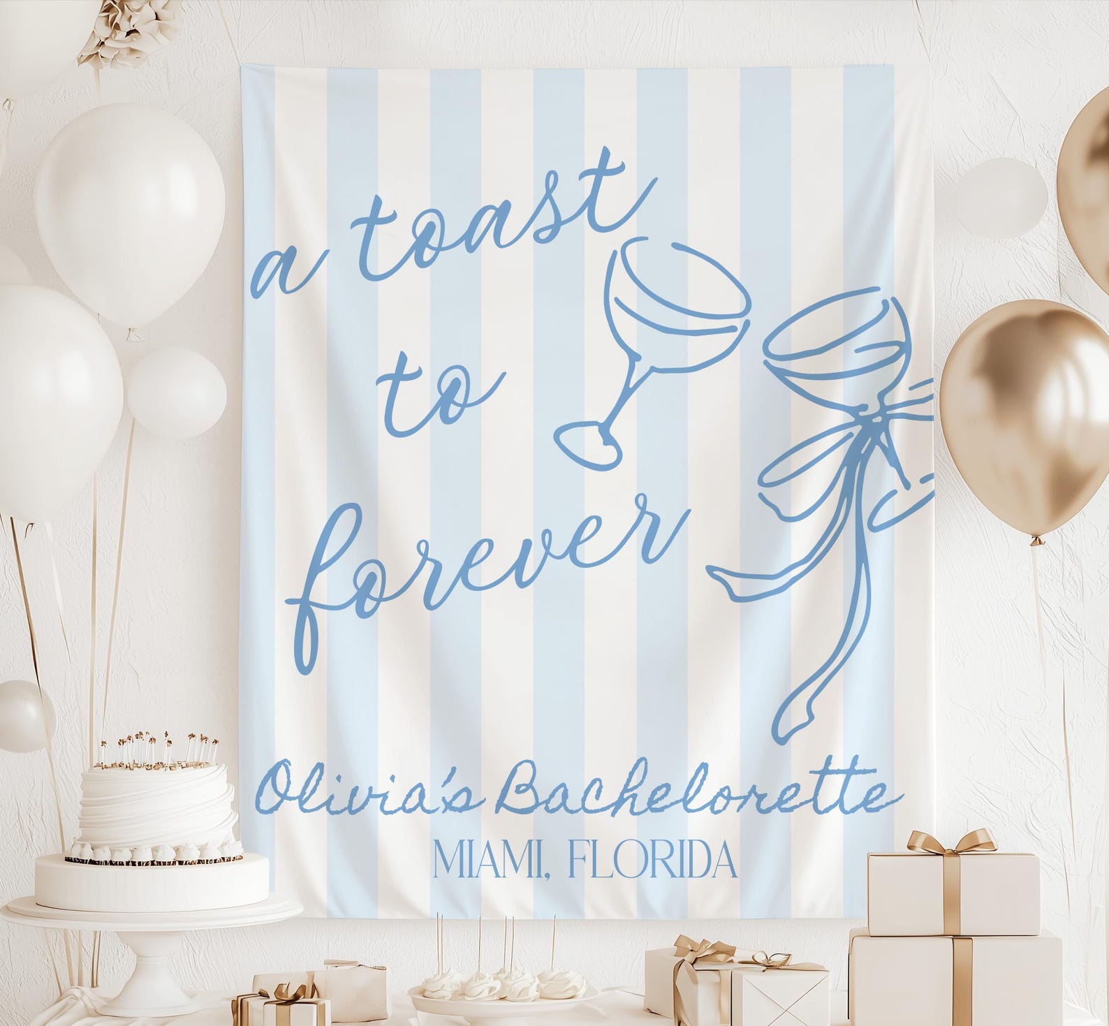 A Toast to Forever Banner, Bachelorette Banner Custom, Bachelorette ...