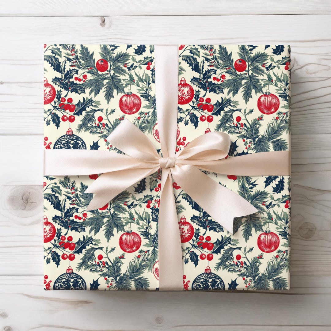Vintage Christmas Wrapping Paper, Elegant Christmas Wrapping Paper ...