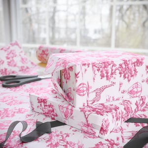 Pink Safari Toile Wrapping Paper, Pink Chinoiserie Wrapping Paper ...