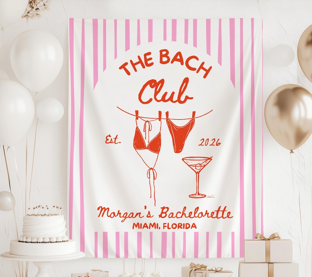 The Bach Club Banner, Bachelorette Party Banner, Custom Bach Club ...