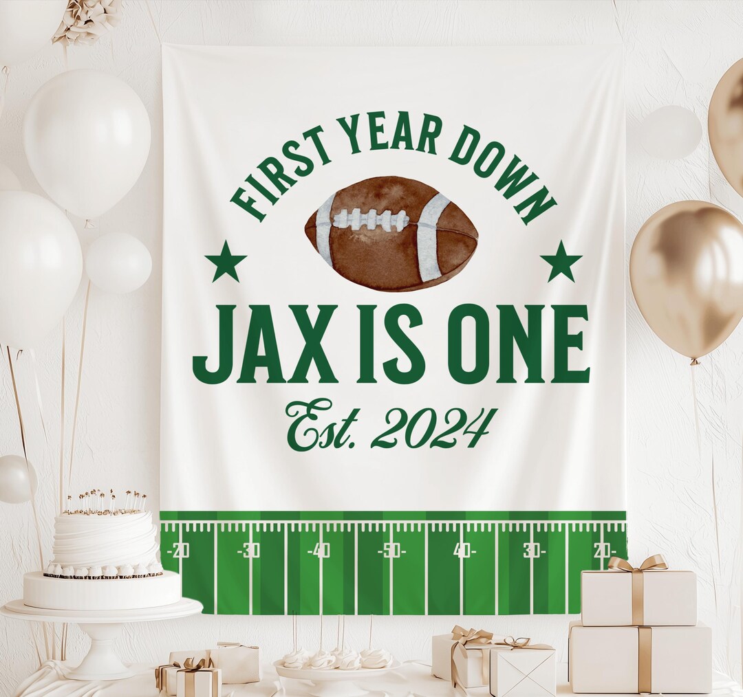 First Year Down Birthday Decor, First Down Birthday Sign, Football 1st ...